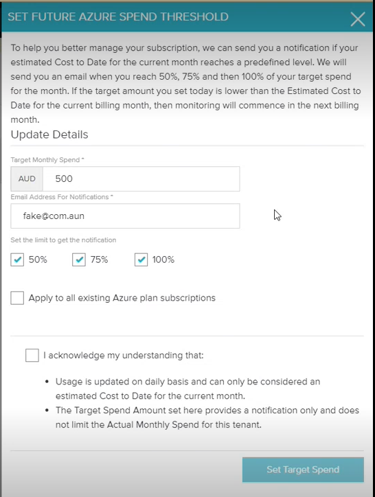 How to set an Azure spend limit in PRISM? – LSP Operations - APAC - Knowledge Base